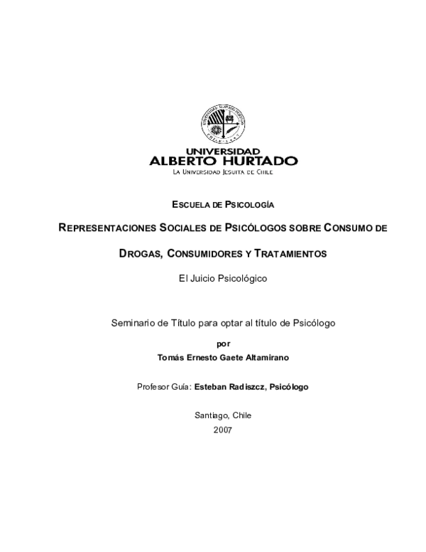 (PDF) REPRESENTACIONES SOCIALES DE PSICÓLOGOS SOBRE CONSUMO DE DROGAS, CONSUMIDORES Y ...