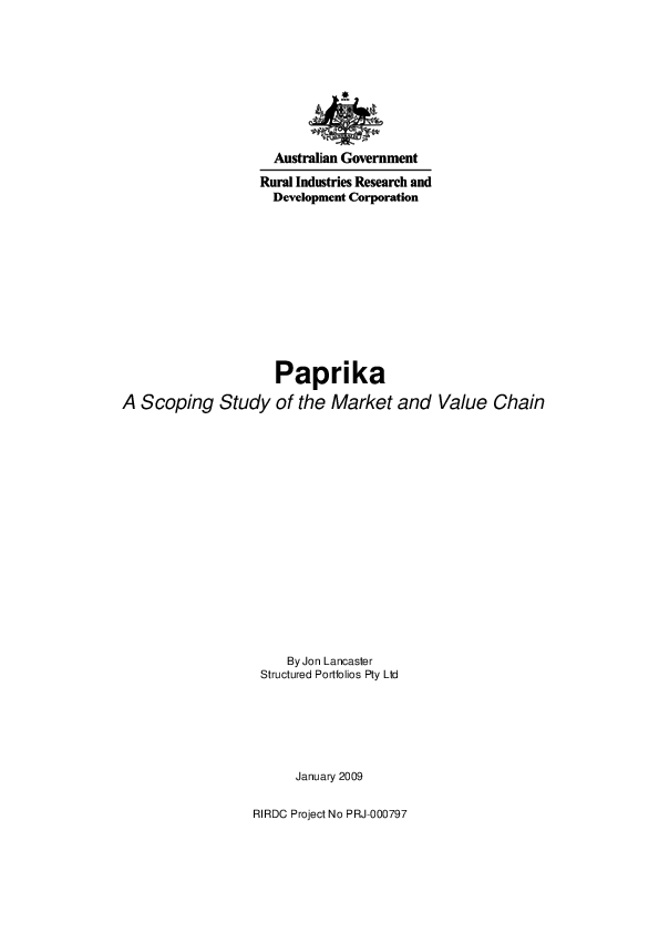 (PDF) Paprika A Scoping Study of the Market and Value Chain