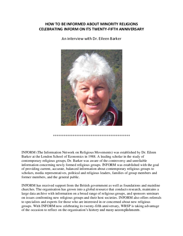 (PDF) “How to be Informed about Minority Religions: Celebrating Inform ...