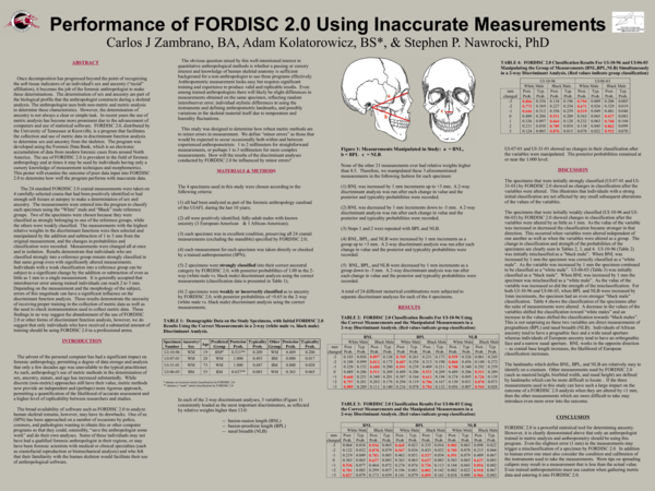 (PDF) Performance of FORDISC 2.0 Using Inaccurate Measurements