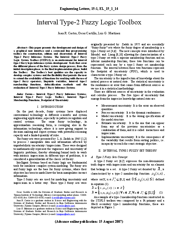 Pdf Interval Type2 Fuzzy Logic Toolbox Oscar Castillo