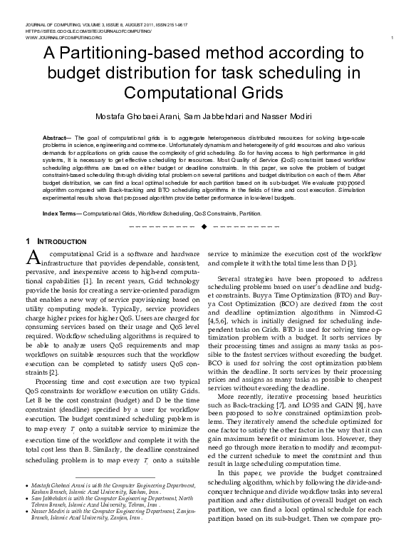 (PDF) A Partitioning-based method according to budget distribution for task scheduling in ...