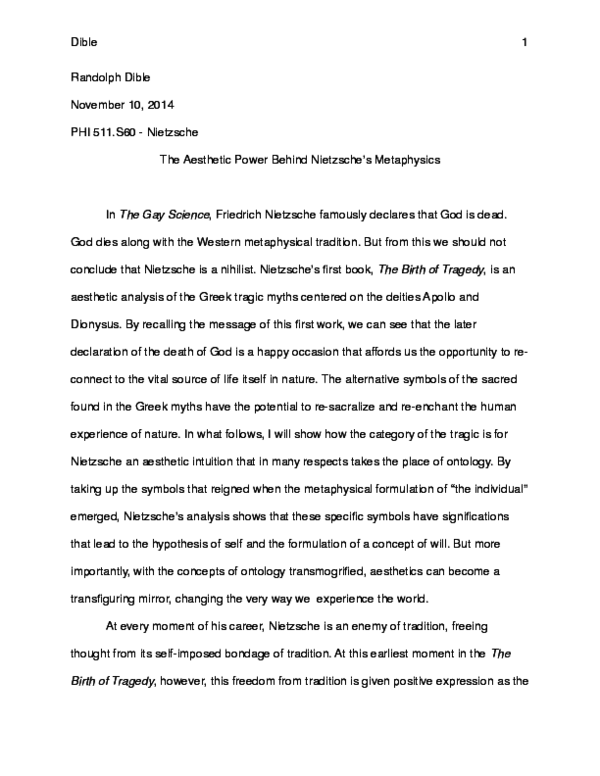 (PDF) The Aesthetic Power Behind Nietzsche’s Metaphysics