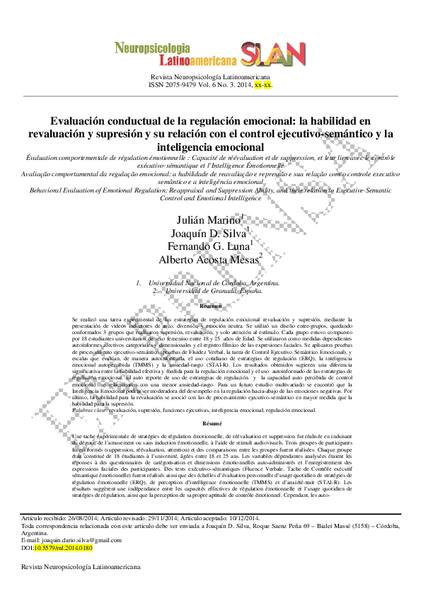 (PDF) Evaluación Conductual de la Regulación Emocional