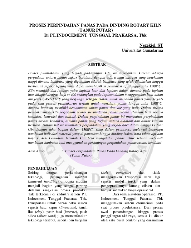 (PDF) PROSES PERPINDAHAN PANAS PADA DINDING ROTARY KILN (TANUR PUTAR ...