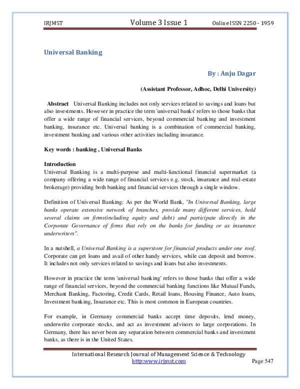 (PDF) Universal Banking