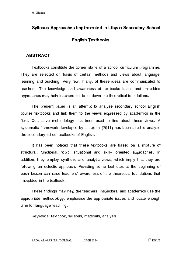 (PDF) SYllabus Approaches Implemented in the Textbooks