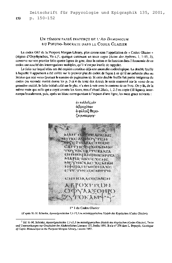 Un témoin passé inaperçu de l'Ad Demonicum du Pseudo-Isocrate dans le ...