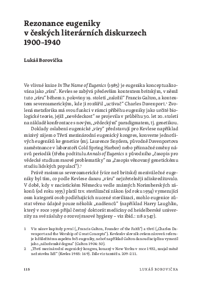 (PDF) Rezonance eugeniky v českých literárních diskurzech 1900-1940