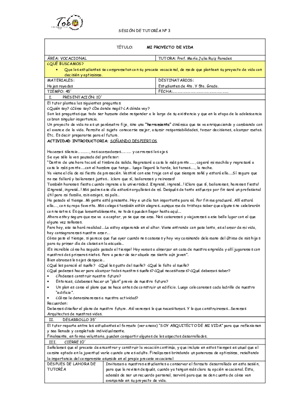 (DOC) SESIÓN DE TUTORÍA Nº 3 TÍTULO
