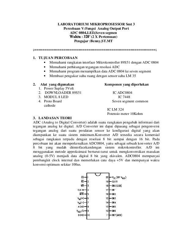(DOC) Microcontroller: Analog Digital Converter (ADC)