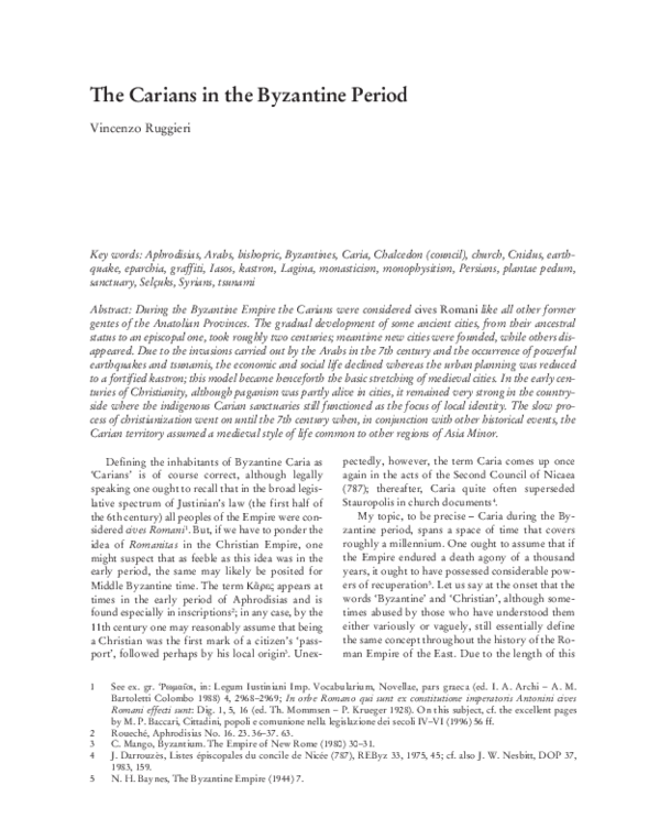 (PDF) The Carians in the Byzantine Period