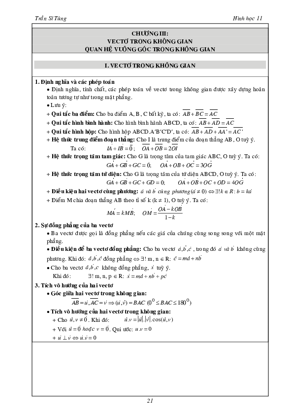 (PDF) CHÖÔNG III: VECTÔ TRONG KHOÂ NG GIAN QUAN HEÄ VUOÂ NG GOÙ C TRONG KHOÂ NG GIAN
