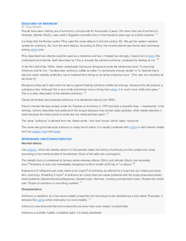 (DOC) Discovery of Antimony