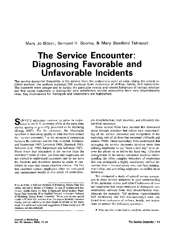 (PDF) The service encounter: Diagnosing favourable and
