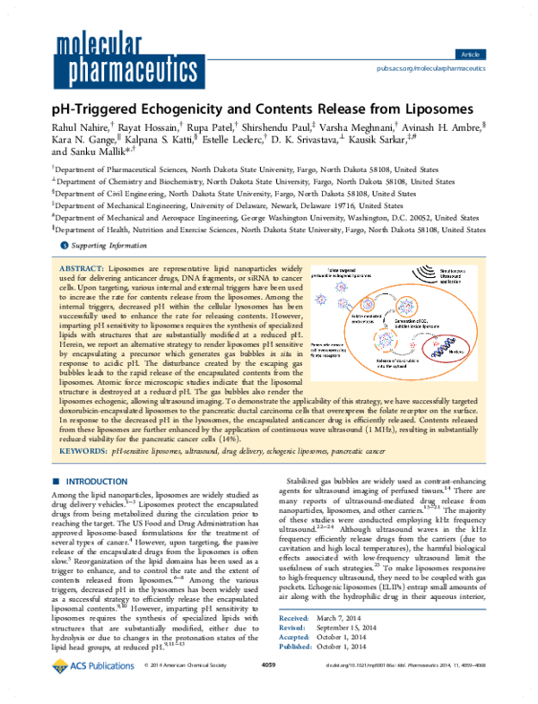 (PDF) pH-Triggered Echogenicity and Contents Release from Liposomes
