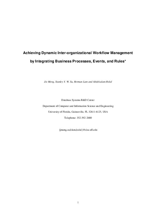 (PDF) Achieving Dynamic Inter-Organizational Workflow Management by Integrating Business ...