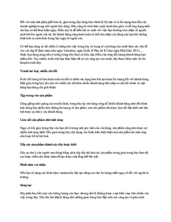 (DOC) E Tránh loè lo t, nhi u chi ti t T p trung vào s n ph m Làm n i s n ph m nh ánh sáng