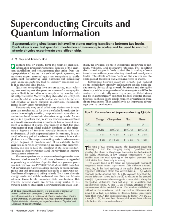 Pdf Superconducting Circuits And Quantum Information