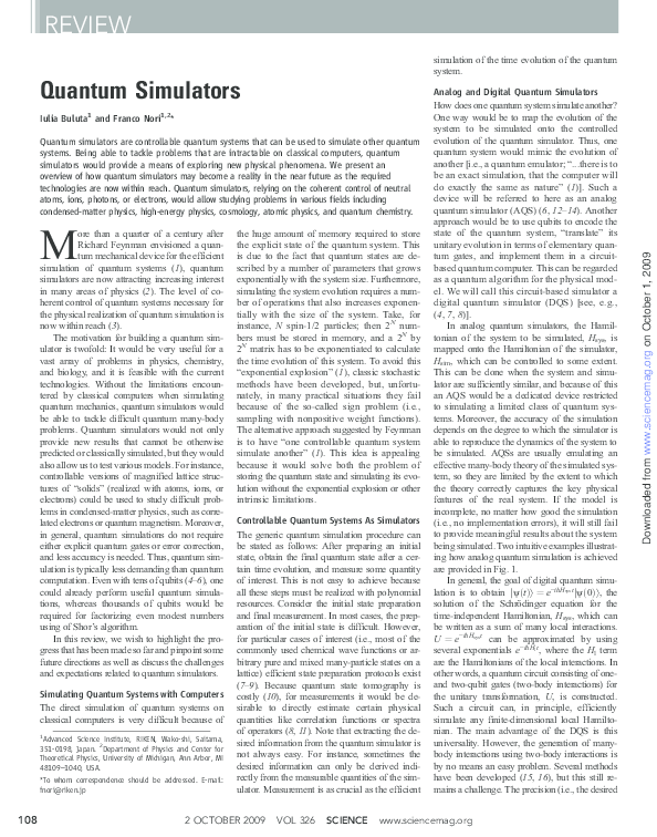 (PDF) Quantum Simulators