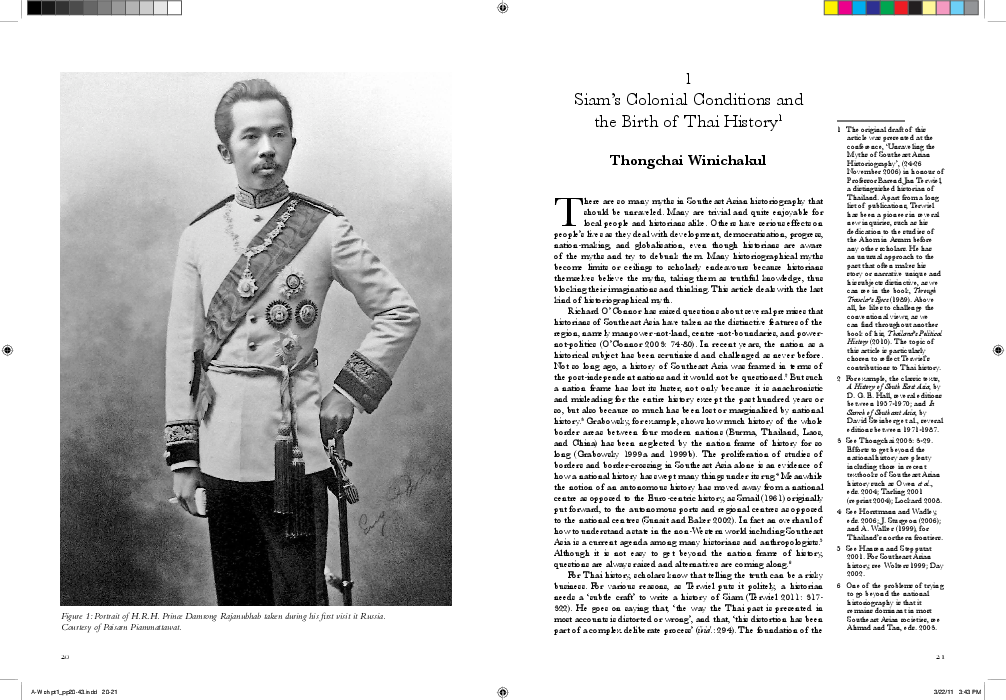 (PDF) 2011 "Siam’s Colonial Conditions and the Birth of Thai History"