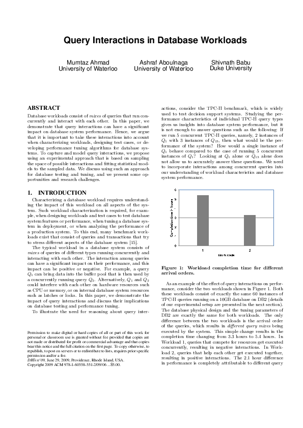 (PDF) Query interactions in database workloads