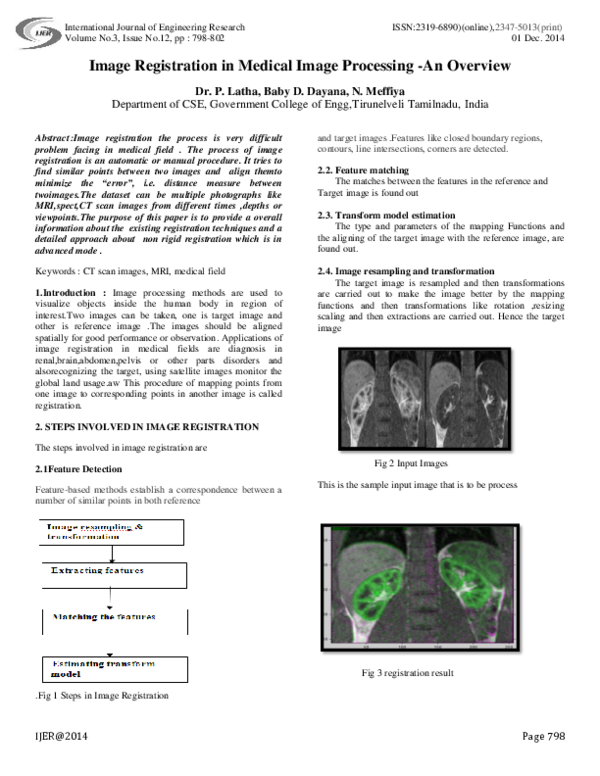 (PDF) Image Registration in Medical Image Processing -An Overview