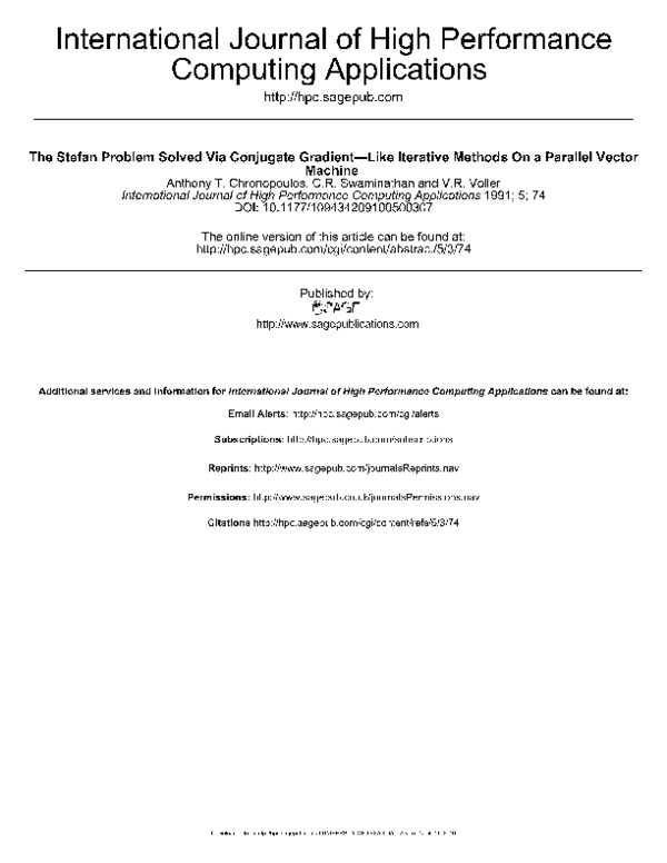 (PDF) The Stefan Problem Solved via Conjugate Gradient-Like Iterative Methods On a Parallel ...