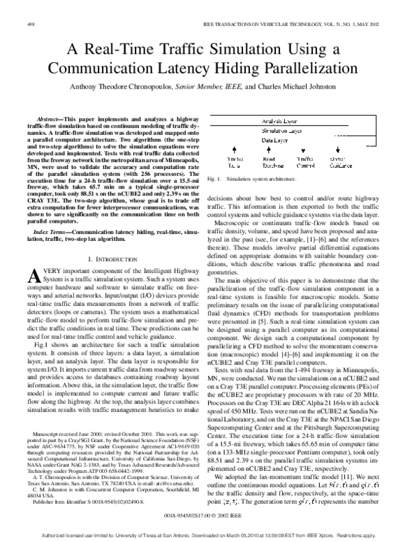 Pdf A Real Time Traffic Simulation Using A Communication Latency Hiding Parallelization