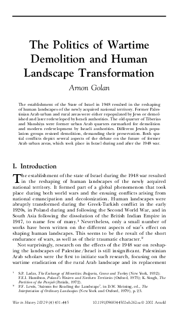 (PDF) The Politics of Wartime Demolition and Human Landscape Transformation