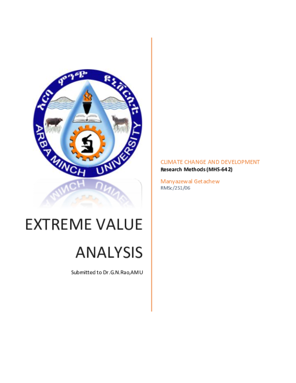 (PDF) EXTREME VALUE ANALYSIS Submitted to
