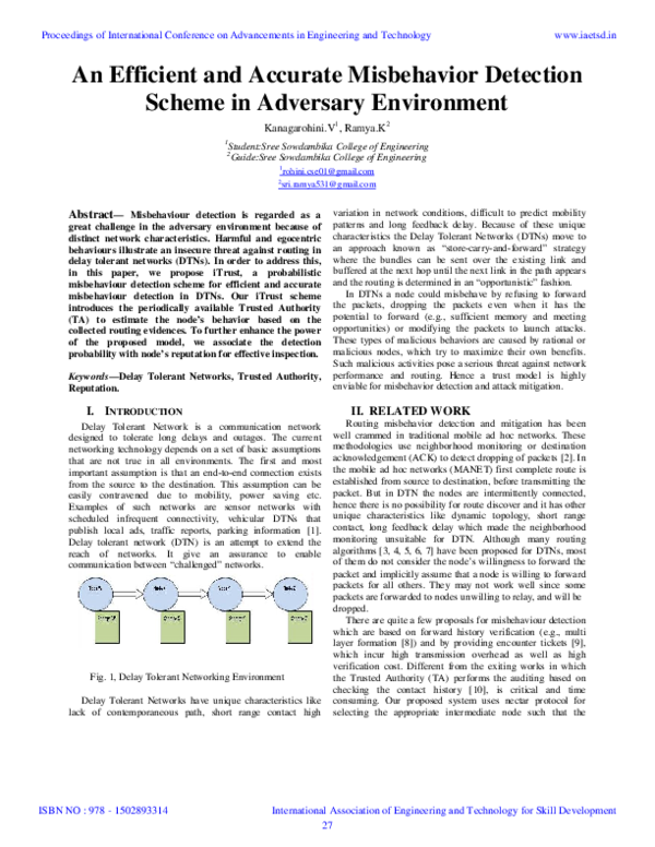 (PDF) IAETSD-An Efficient and Accurate Misbehavior Detection Scheme in Adversary Environment