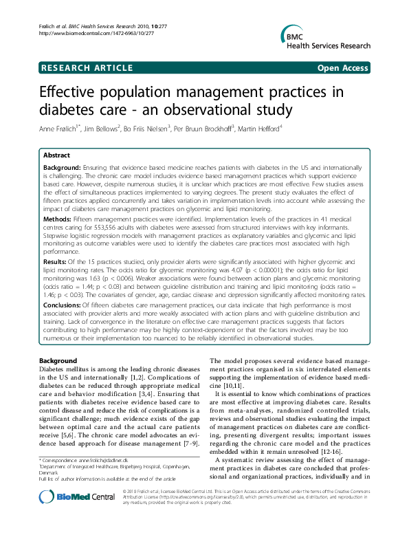 (PDF) Effective population management practices in diabetes care - an ...
