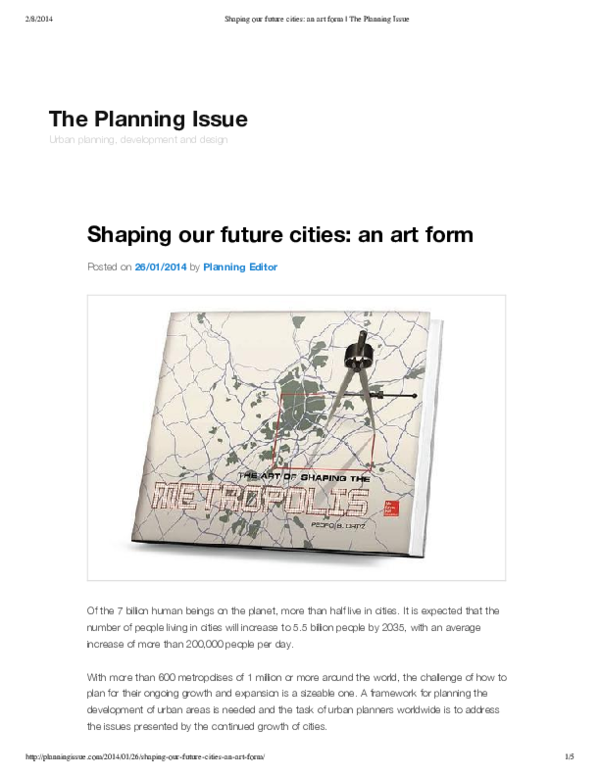 (PDF) Shaping our future cities: an art form
