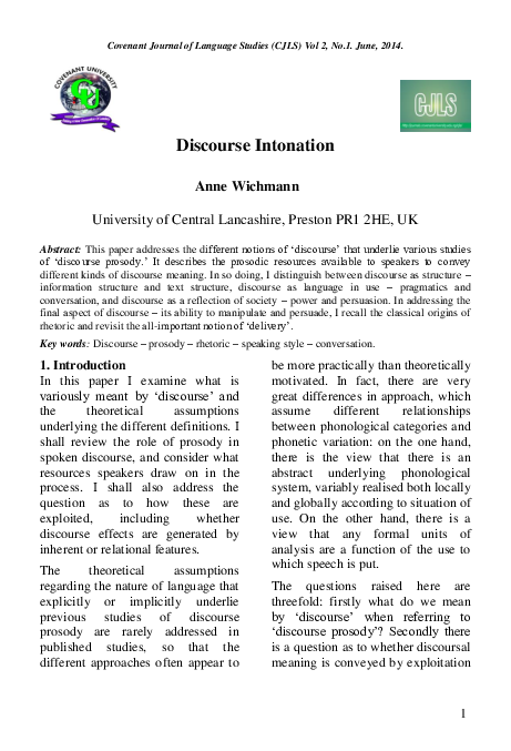 (PDF) Discourse Intonation