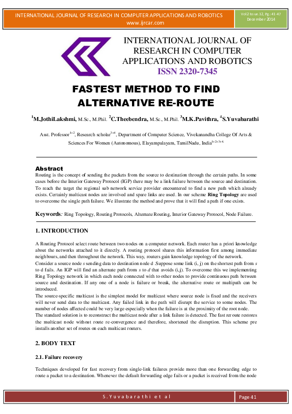 (PDF) FASTEST METHOD TO FIND ALTERNATIVE RE-ROUTE﻿﻿﻿﻿﻿﻿﻿﻿﻿﻿﻿﻿