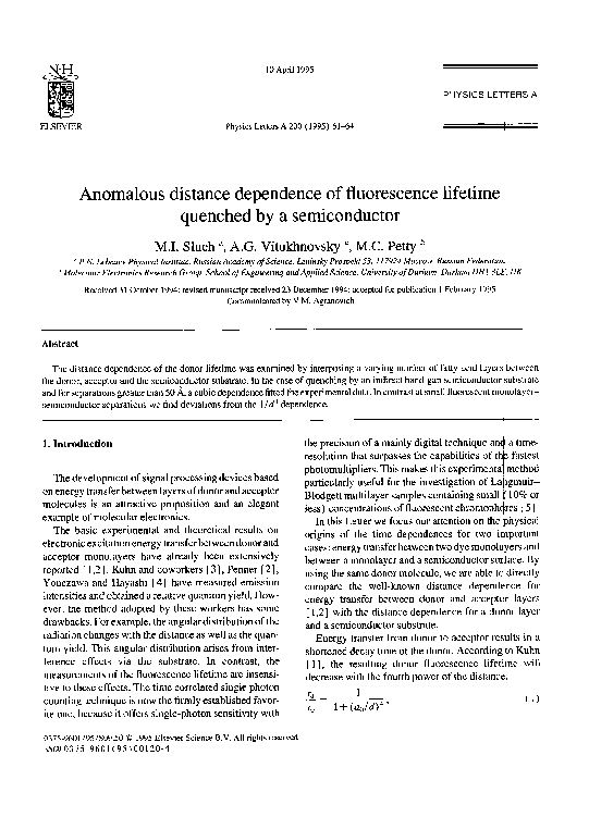 (PDF) PHYSICS LETTERS A Anomalous distance dependence of fluorescence ...