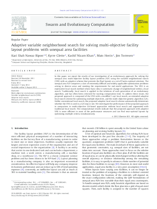 Adaptive Variable Neighborhood Search for Solving Multi-Objective Facility Layout Problems with ...