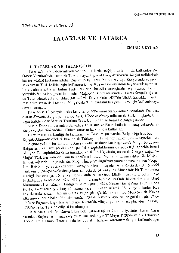 (PDF) Tatarlar ve Tatarca