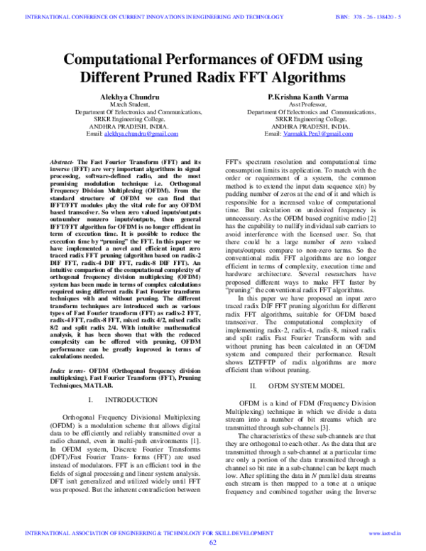 Pdf Iaetsd Computational Performances Of Ofdm Using Different Pruned Radix Fft Algorithms