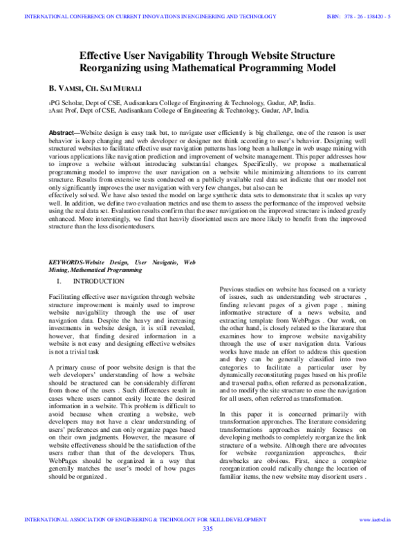 (PDF) IAETSD-Effective User Navigability Through Website Structure Reorganizing using ...