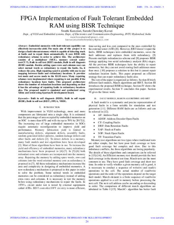 Pdf Iaetsd Fpga Implementation Of Fault Tolerant Embedded Ram Using