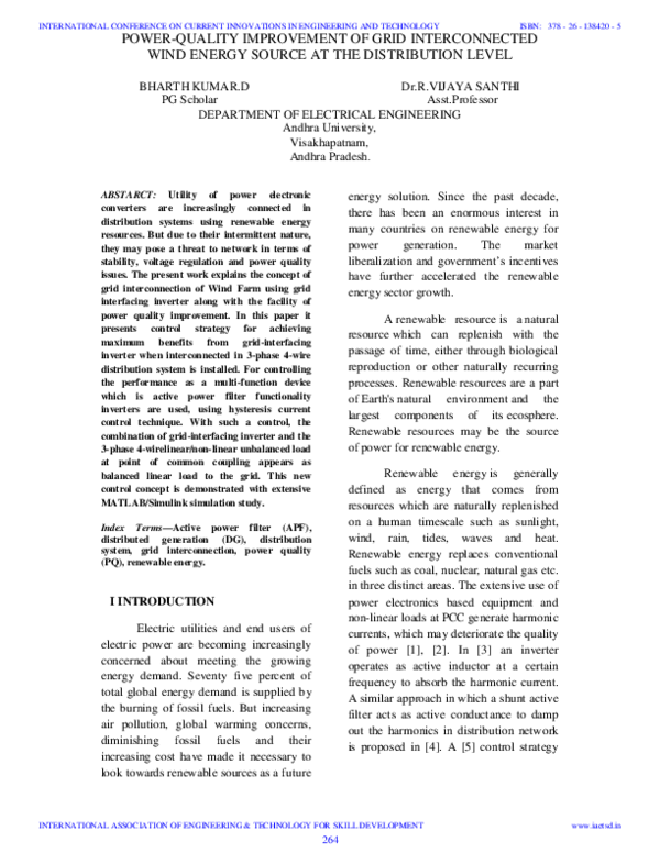 (PDF) IAETSD-POWER-QUALITY IMPROVEMENT OF GRID INTERCONNECTED WIND ENERGY SOURCE AT THE ...