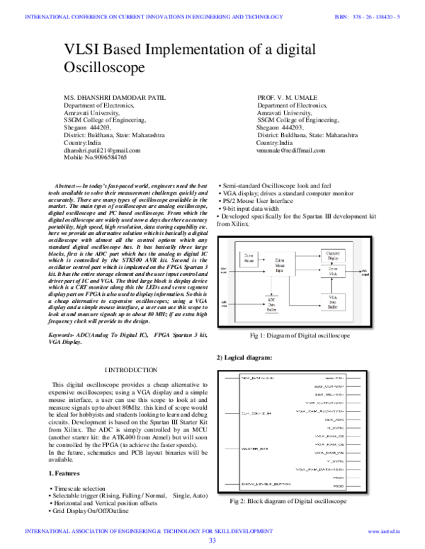 (PDF) IAETSD-VLSI Based Implementation of a digital Oscilloscope (PDF) IAETSD-VLSI Based Implementation of a digital Oscilloscope