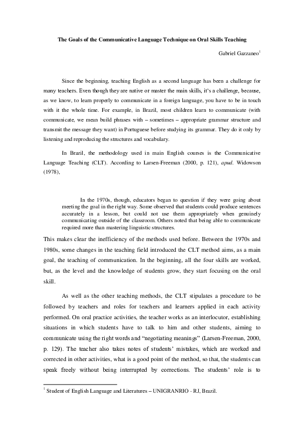 (DOC) The Goals of the Communicative Language Technique on oral skills ...