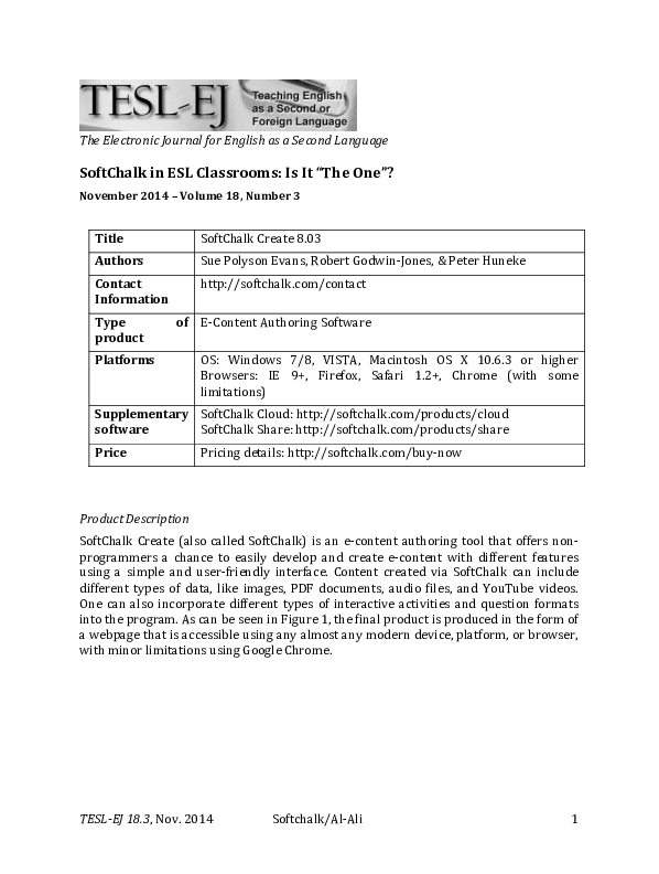 (PDF) Evaluating SoftChalk Software in ESL Classrooms