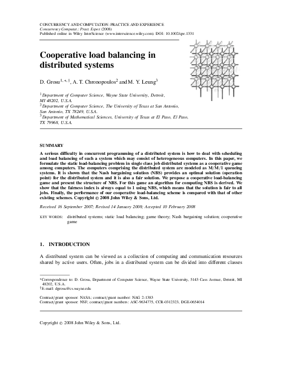 (PDF) Cooperative load balancing in distributed systems