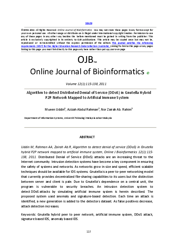Pdf Algorithm To Detect Distributed Denial Of Service Ddos In