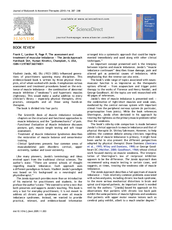 (PDF) The assessment and treatment of muscular imbalance – The Janda ...