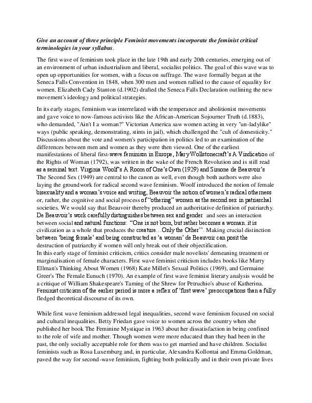 (DOC) Threes wave of feminism